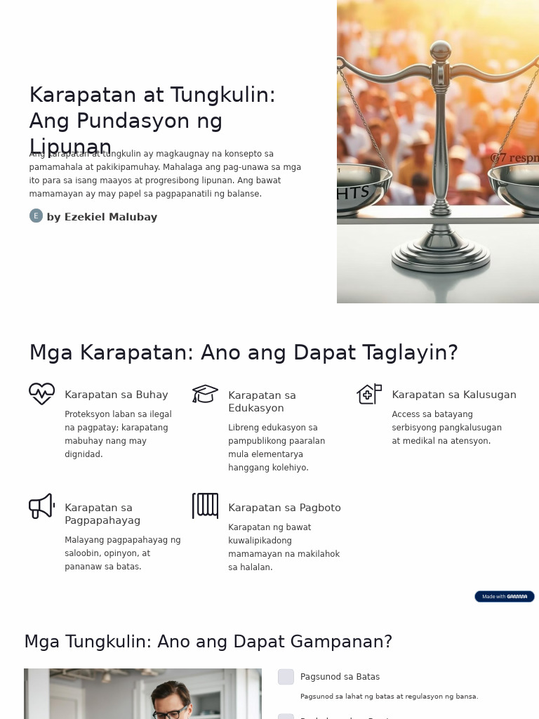 Karapatan at Tungkulin Ang Pundasyon NG Lipunan | PDF