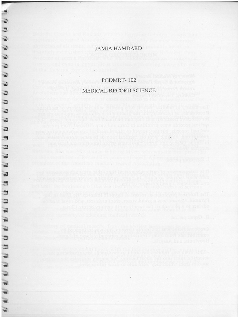 Medical Record Scinece 102 | PDF