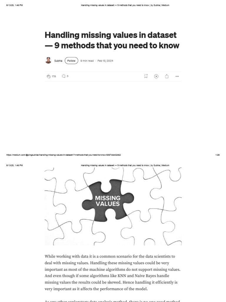Handling Missing Values in Dataset — 9 Methods That You Need to Know ...