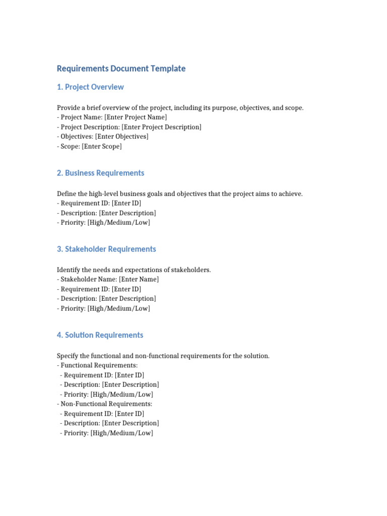 Requirements Document Template | PDF