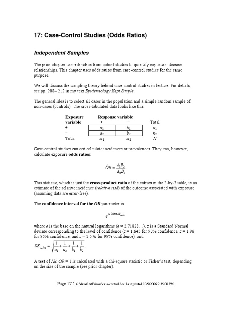 Case Control | PDF | Odds Ratio | Relative Risk