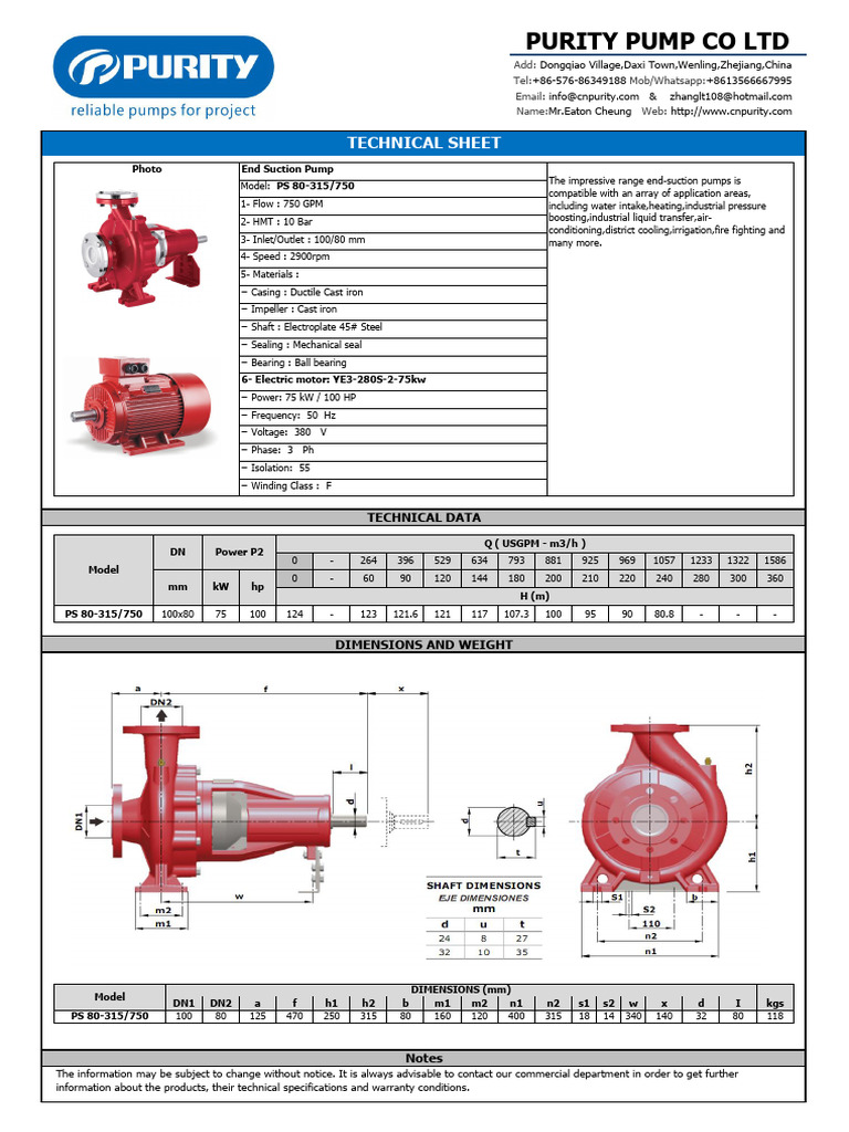 Purity Pump Co. Ltd Technical Catalogue | PDF | Pump | Mechanical ...
