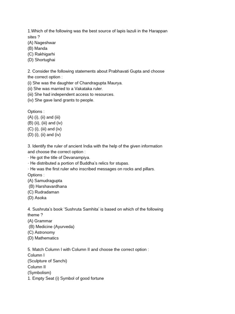 Cuet Ug History Full Paper 2 | PDF