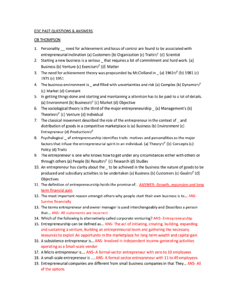 Edc Past Questions & Answers | PDF