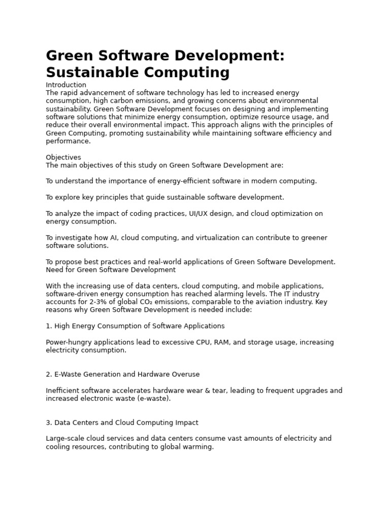 Green Software Development Practices | PDF | Energy Conservation ...
