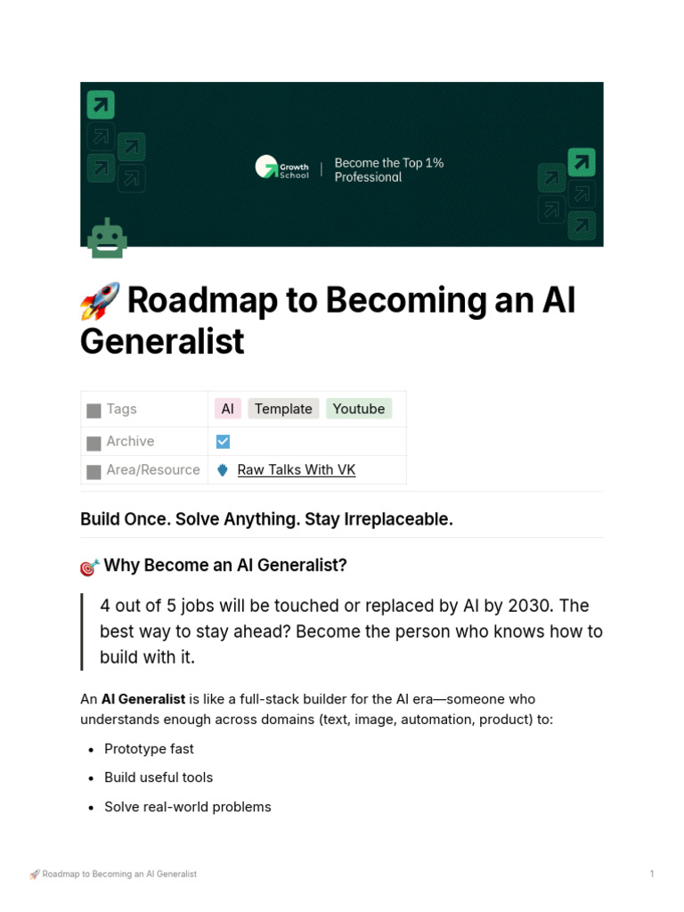 Roadmap To Becoming An AI Generalist | PDF | Artificial Intelligence ...
