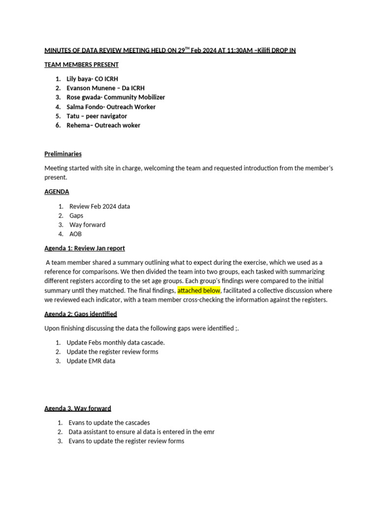 Feb Data Review Minutes | PDF