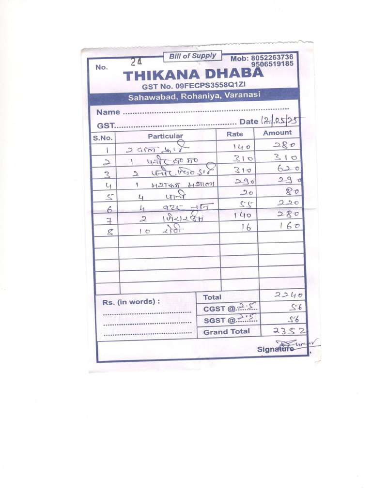 Food Bill | PDF