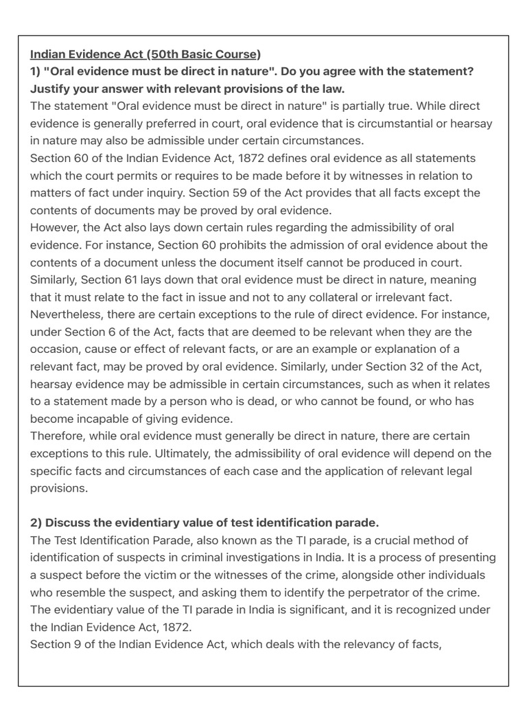 Understanding Section 50 of Indian Evidence Act | PDF | Evidence (Law ...