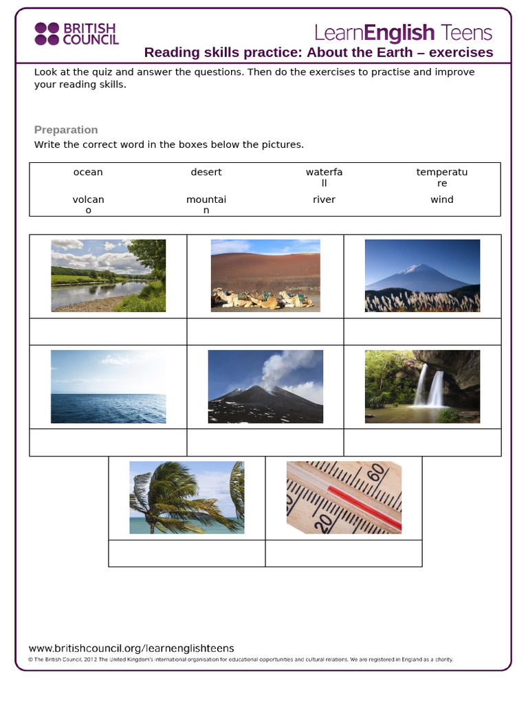 Earth Reading Skills Exercises | PDF