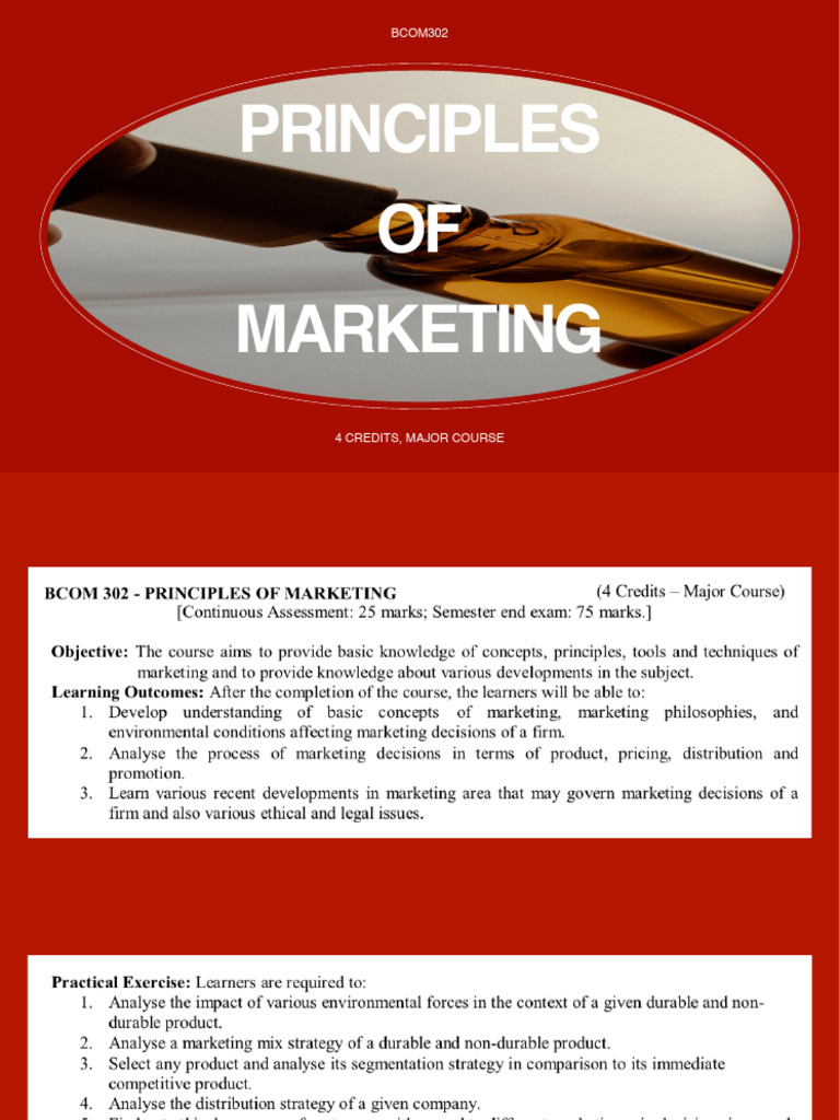 Principles of Marketing - Syllabus | PDF
