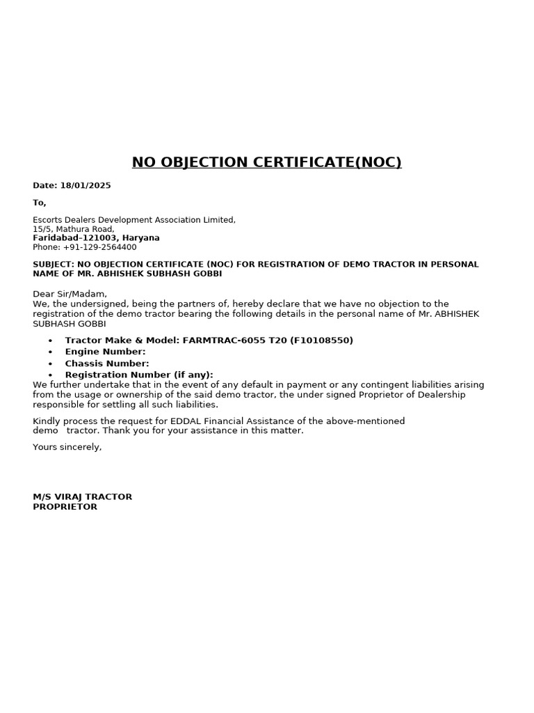No Objection Certificate | PDF