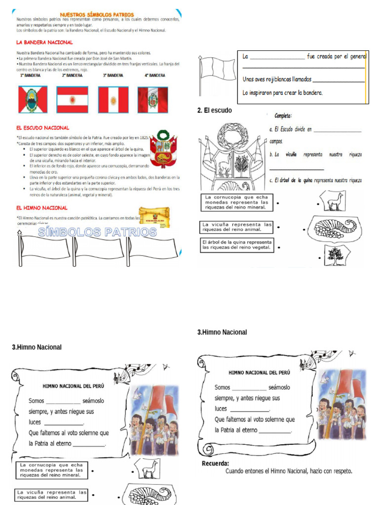 Fichas de Simbolos Patrios | PDF