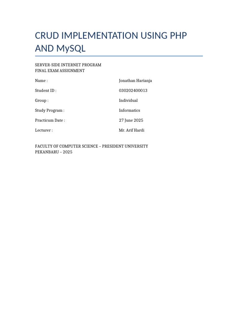 PHP MySQL CRUD Web App Guide | PDF | Databases | Php