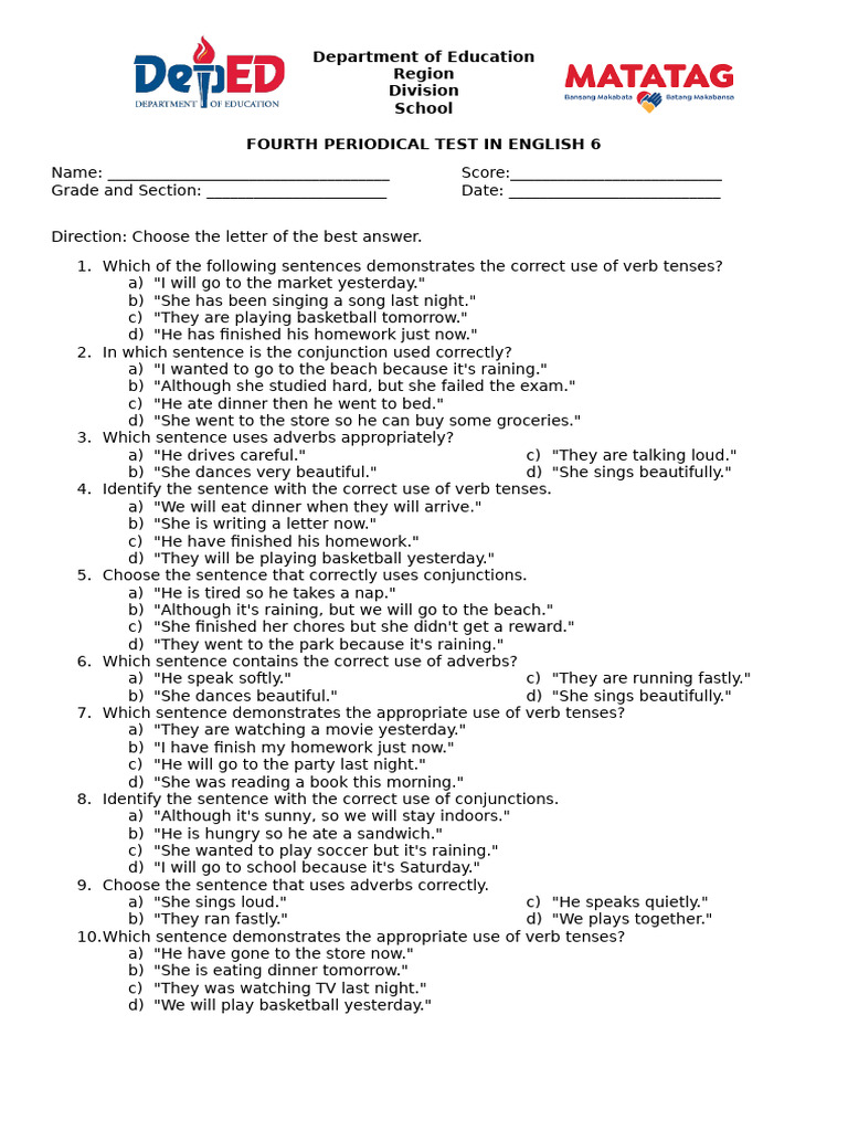 G6 English - Q4 Periodical | PDF | Essays | Argument
