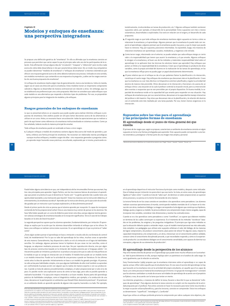Feldman - Modelos y Enfoques - Cap 2.D - Gral | PDF | Enseñando | Aprendizaje