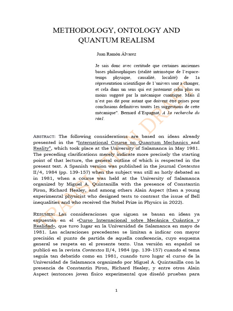 Quantum Realism and Methodology Insights | PDF | Ontology | Reality