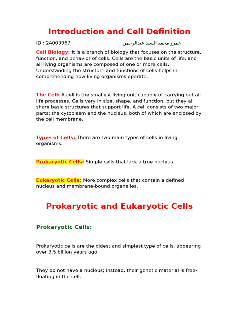 Cell Biology Assignment | PDF | Cell (Biology) | Eukaryotes