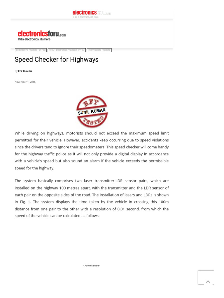 Highway Speed Checker Circuit Design | PDF | Electrical Circuits ...