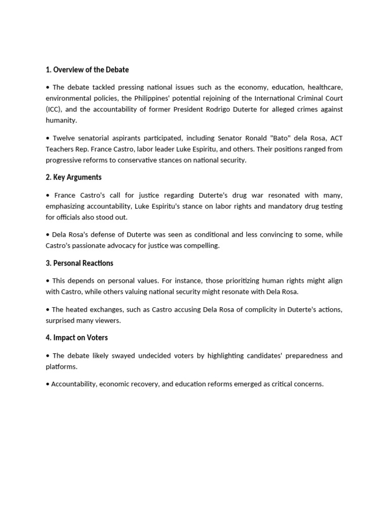 2025 Senatorial Debate Insights | PDF | Rodrigo Duterte | Accountability