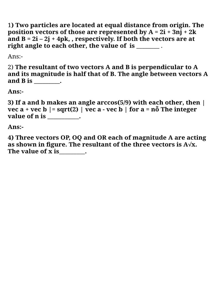 Scalar and Vector Following Questions | PDF