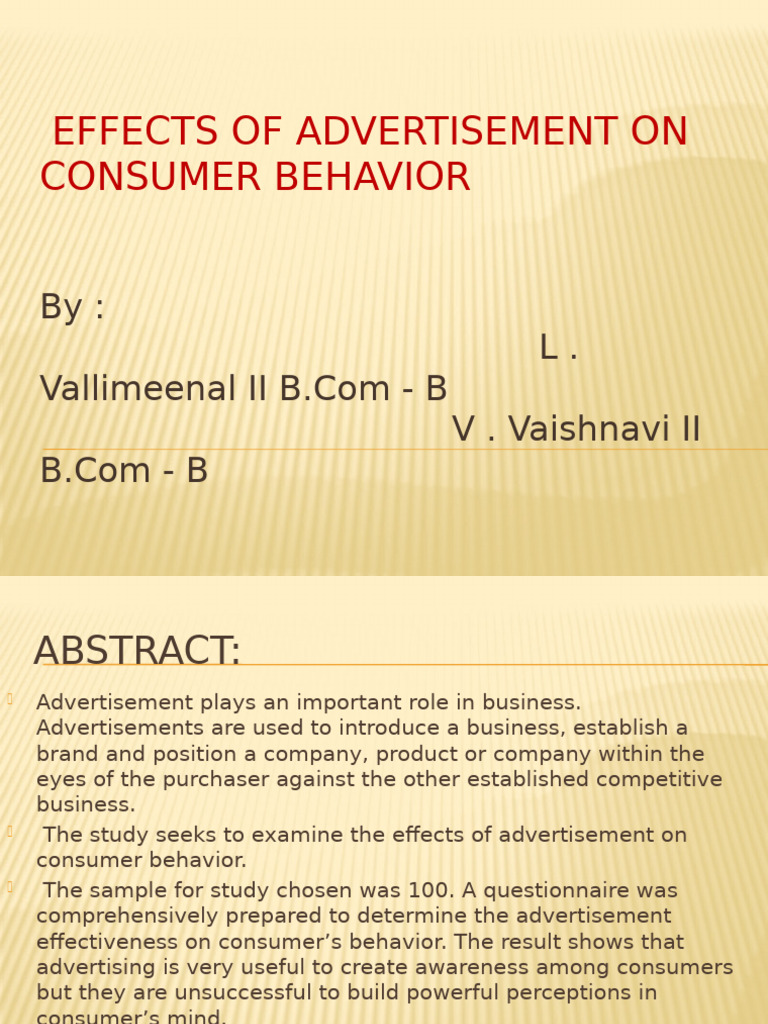 Impact of Advertising on Consumer Behavior | PDF | Advertising | Target ...