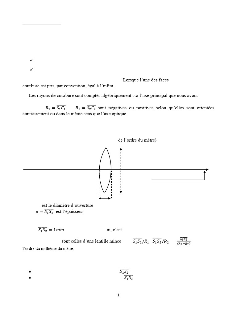 Caractéristiques et Formules des Lentilles Minces | PDF | Optique | Lumière