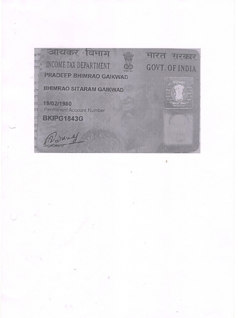 Pan Card of Pradeep Gaikwad | PDF