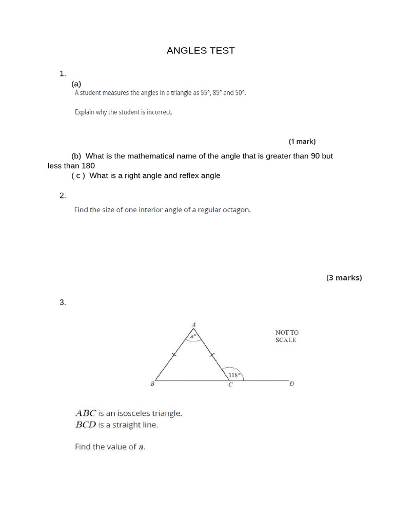 Angles Test Overview | PDF