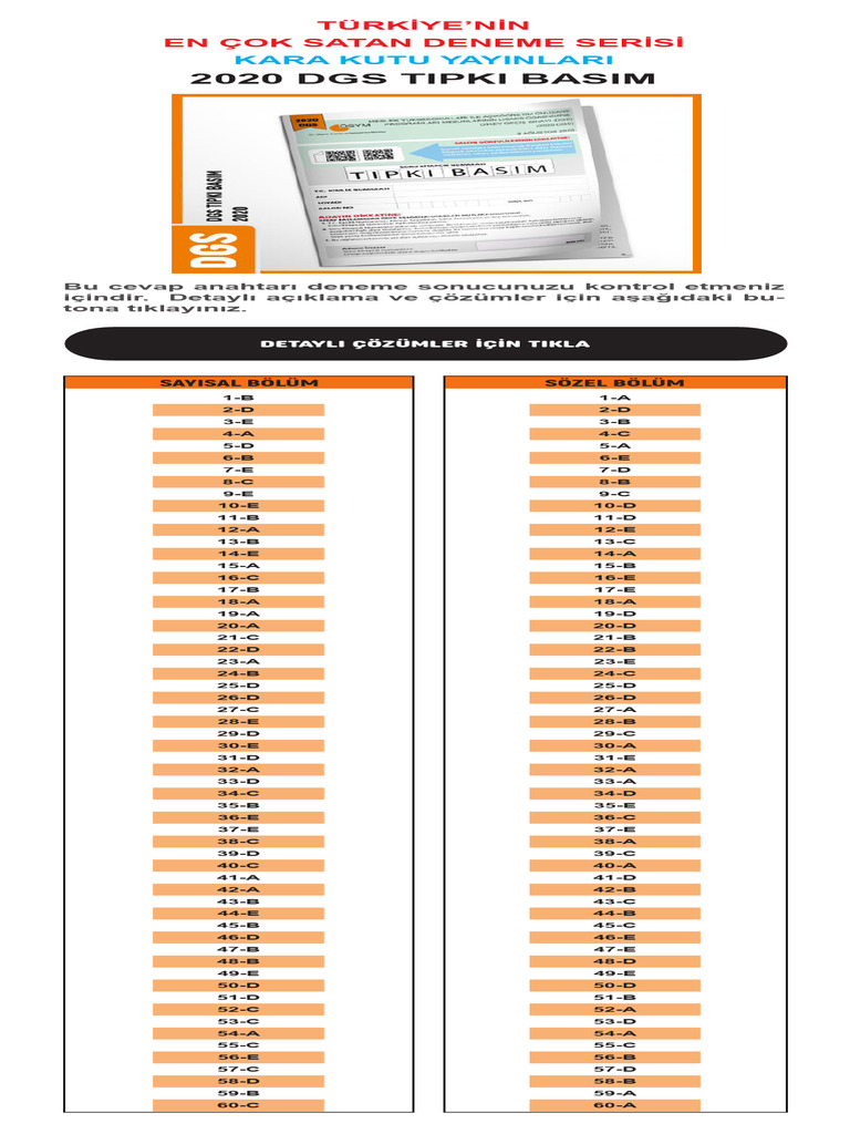 2020 DGS Tipki Basim Cevap Anahtari CG V1 | PDF