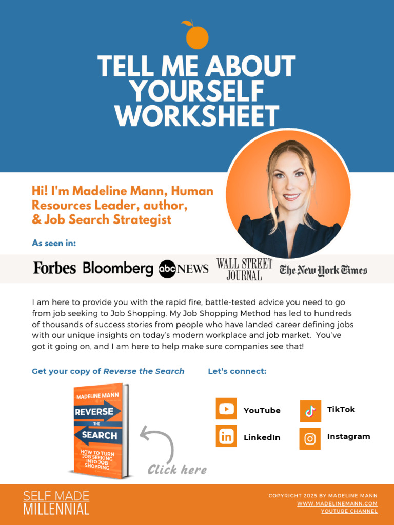 Tell Me About Yourself Worksheet | PDF