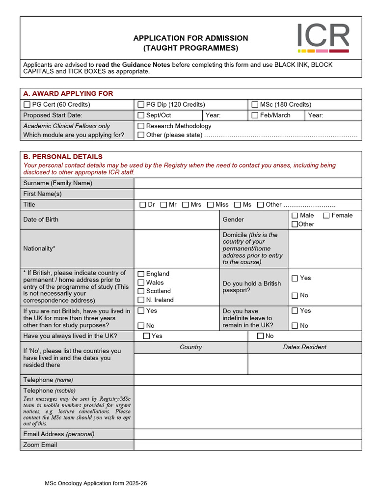 Final Msc Application Form (2025 26) | PDF | Passport | Travel Visa