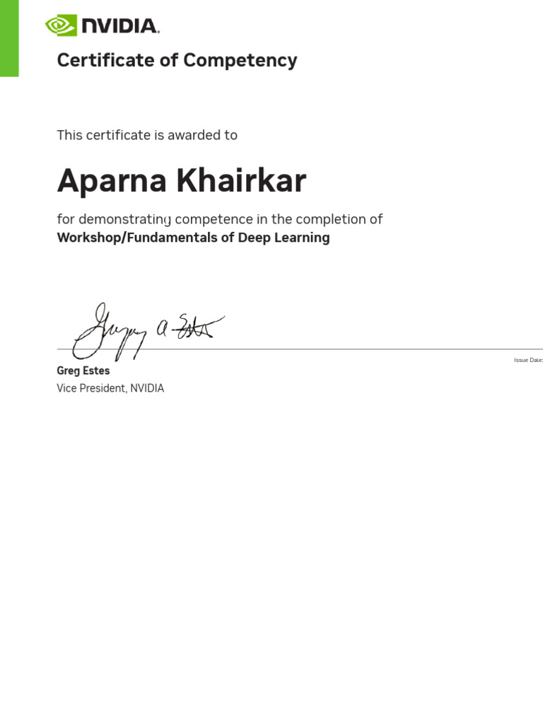 Certificate - NVIDIA Deep Learning | PDF