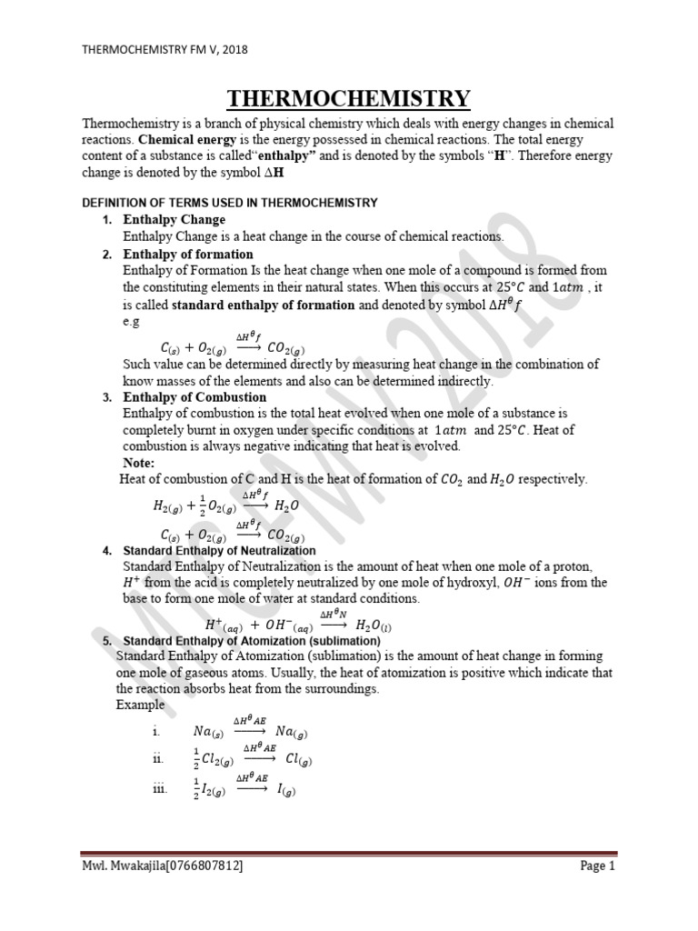 Notes Thermochemistry CHEMISTRY | PDF | Solvation | Ion