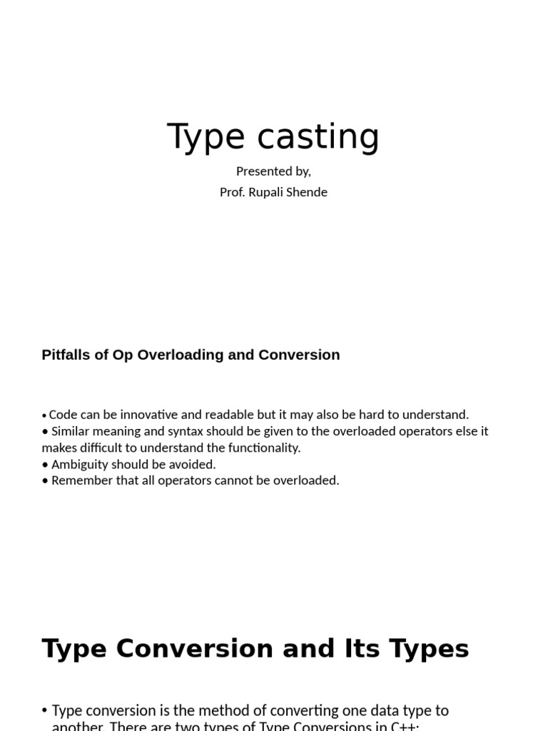 OOP - Unit 3 (Polymorphism) - Typecasting | PDF | Pointer (Computer ...