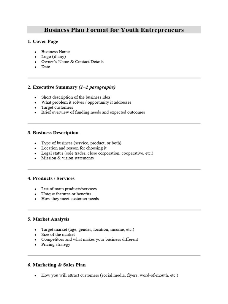 Business Plan Guide for Young Entrepreneurs | PDF