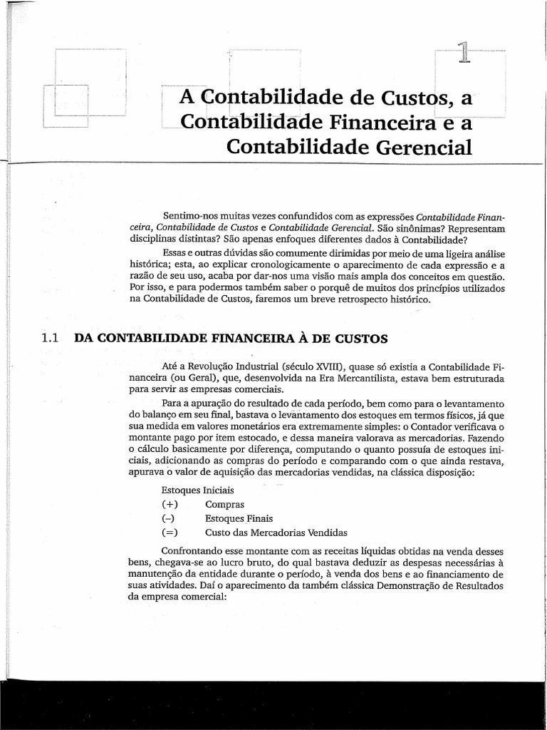 Cap. 1 e 2 Texto - Custos, Financ e Gerencial | PDF