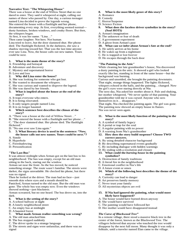 Narrative Text Analysis for Grade 11 | PDF