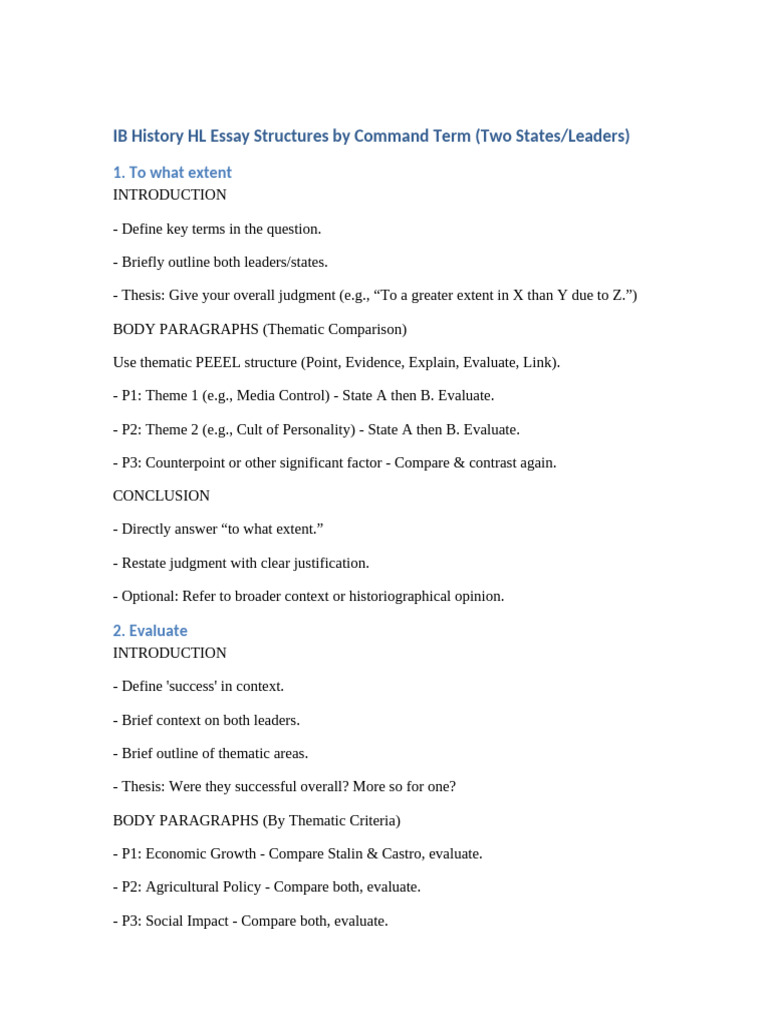 IB History HL Essay Structure Guide | PDF | Essays