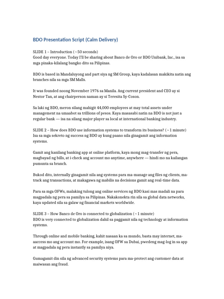 BDO Presentation Calm | PDF