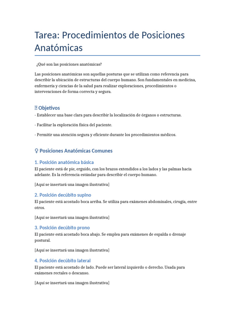 Posiciones Anatomicas Tarea | PDF