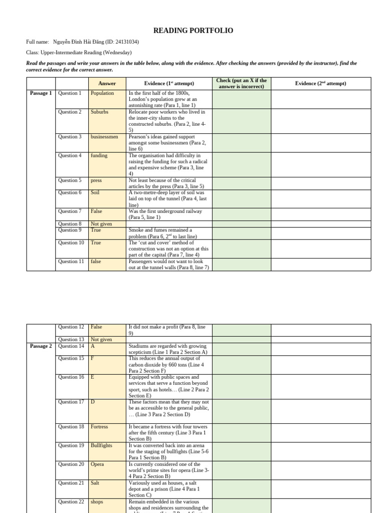 Reading Portfolio - Đăng - 24131034 | PDF