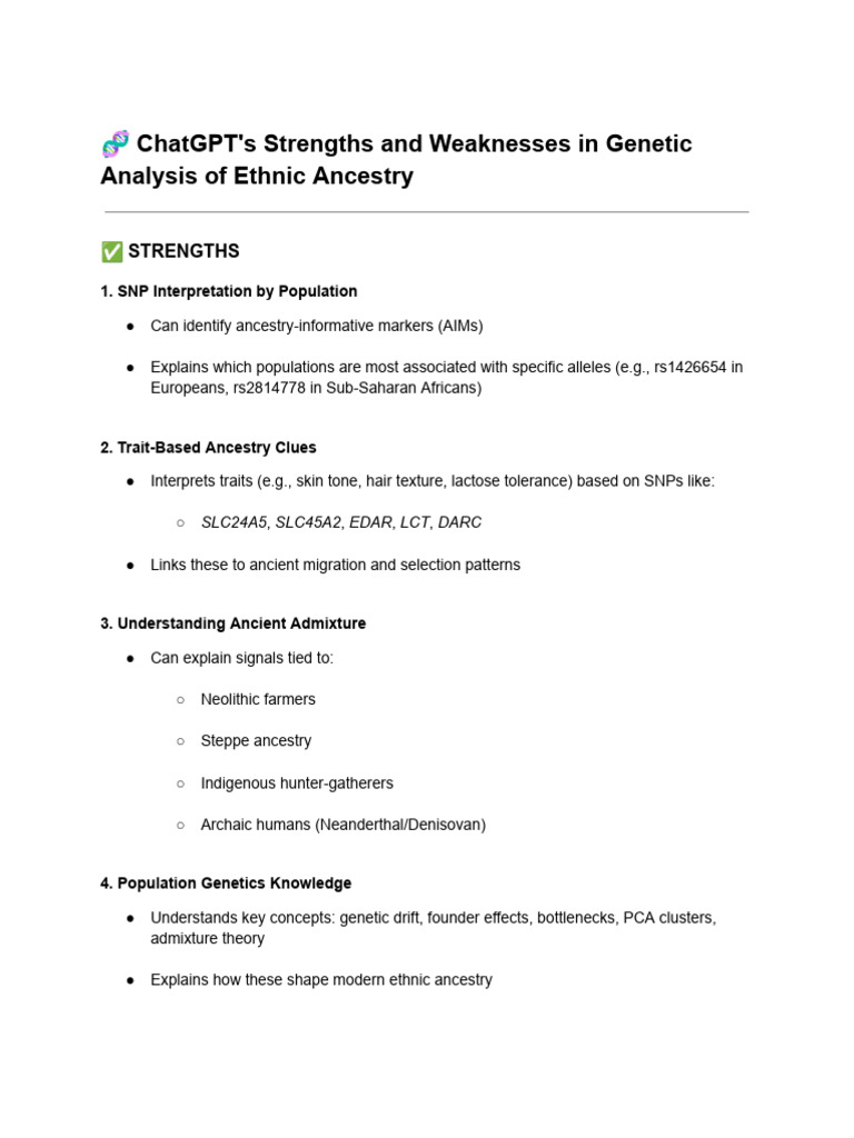 ChatGPT in Ethnic Ancestry Analysis | PDF | Single Nucleotide ...