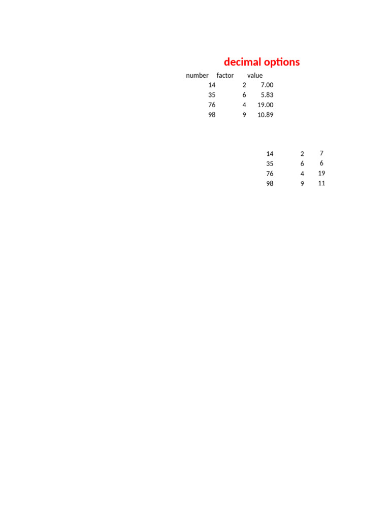 Decimal Values | PDF