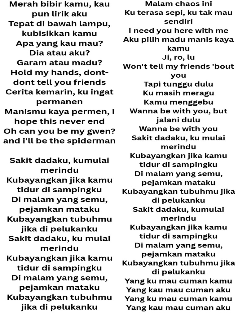Lirik Lagu Romantis Tentang Kerinduan | PDF