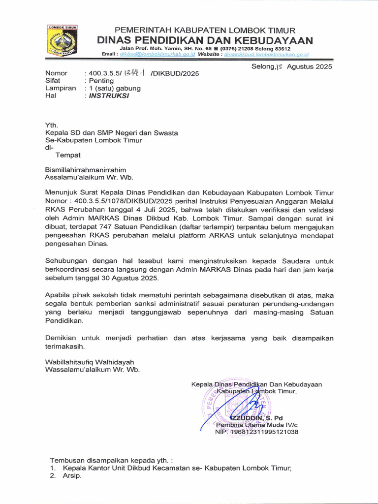 Instruksi Pengajuan RKAS Sekolah 2025 | PDF