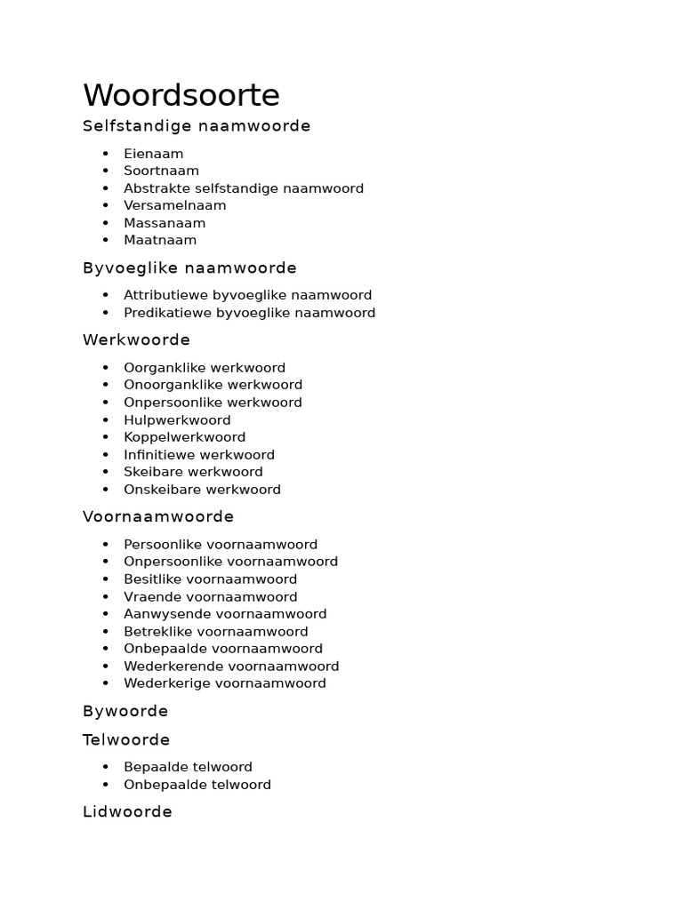 Woordsoorte - Parts of Speech | PDF