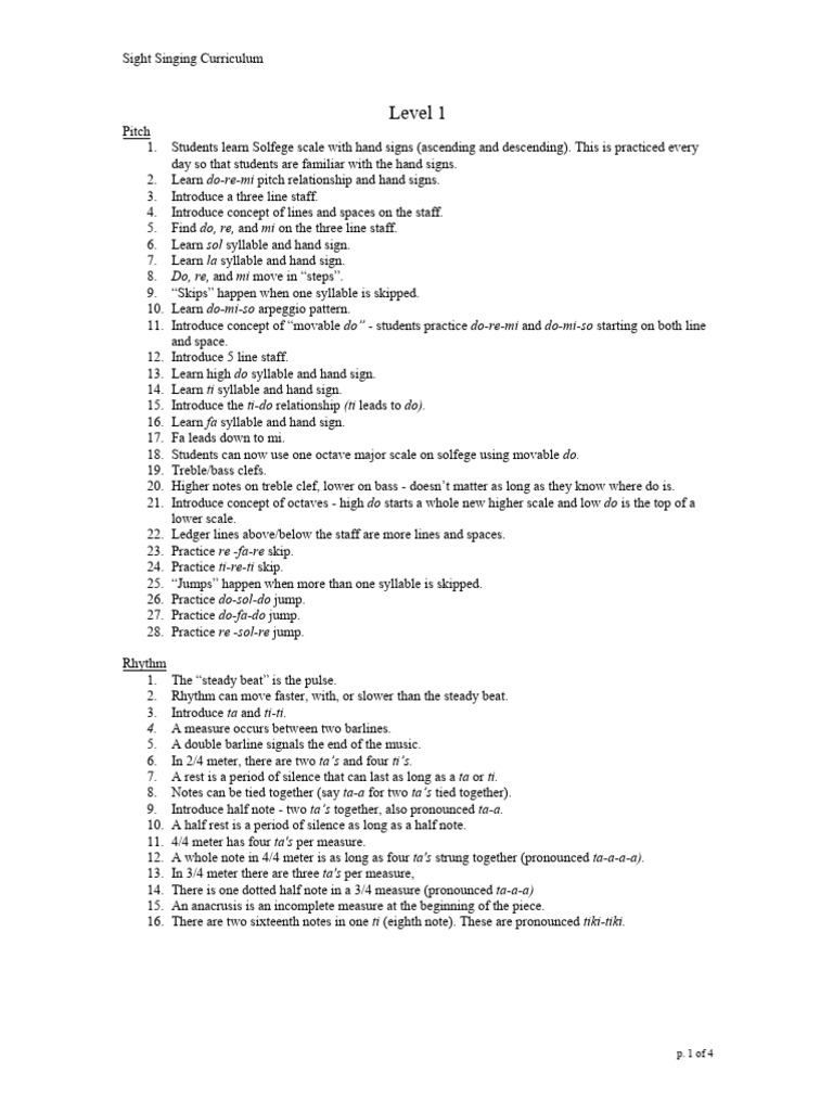 Comprehensive Sight Singing Curriculum | PDF | Clef | Rhythm