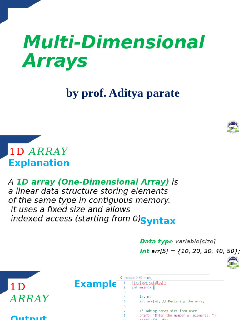 Multi Dimensional Arrays | PDF | Computer Data | Computer Programming