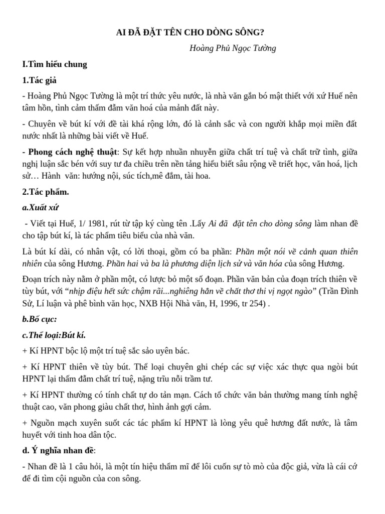 Ai Đã Đặt Tên Cho Dòng Sông | PDF
